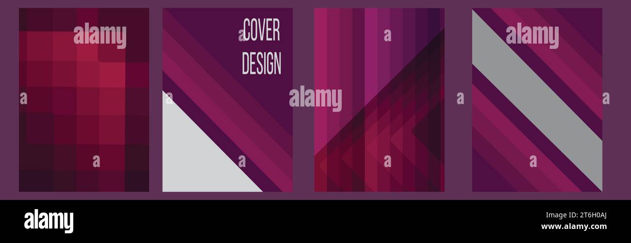 Abstract purple color cover design template. Geometric gradient ...