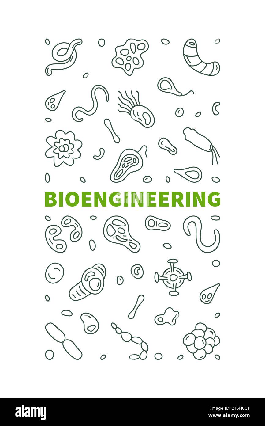 Bioengineering vector Science concept vertical banner in line style ...