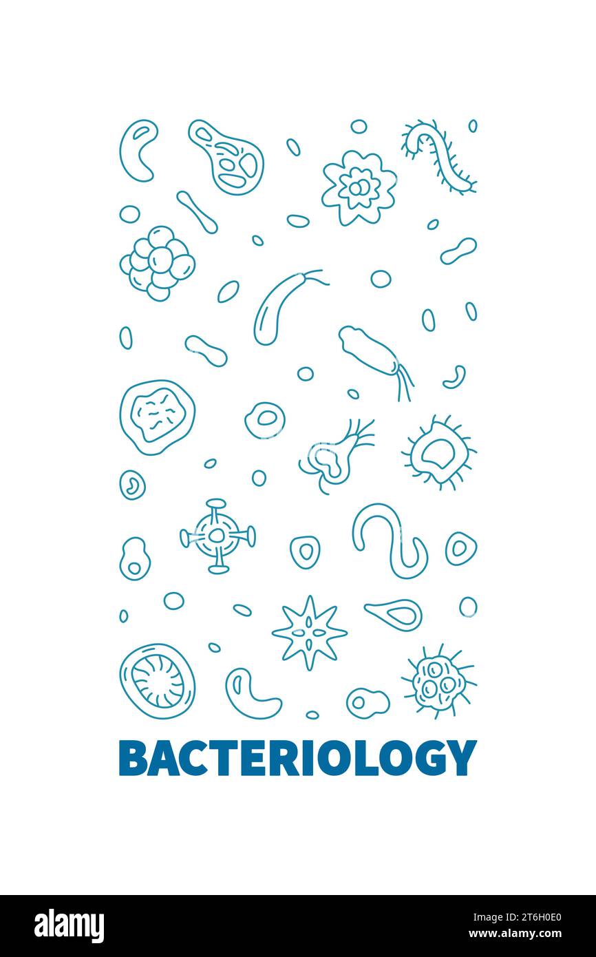 Bacteriology vector Microbiology Science concept outline blue vertical ...