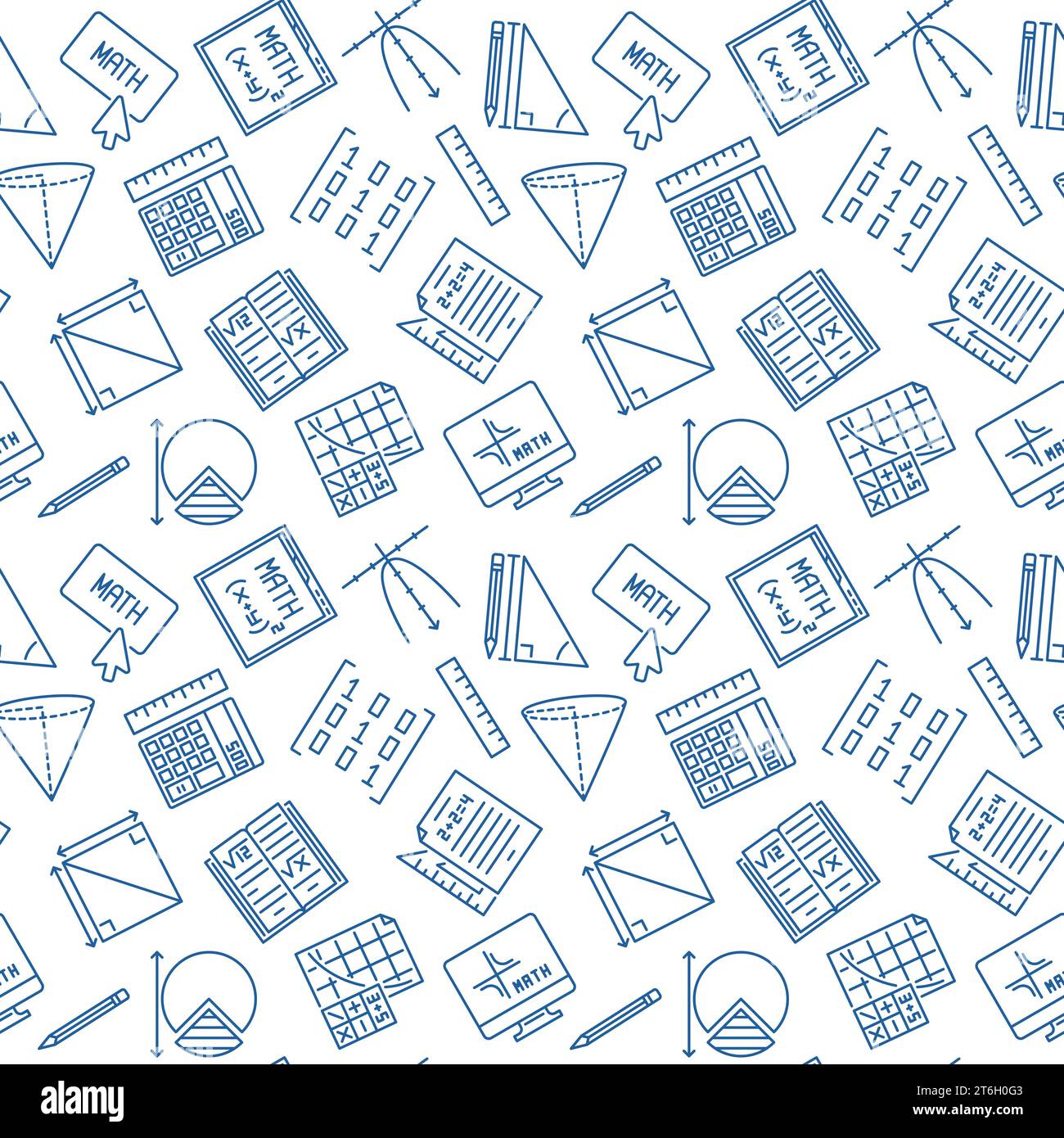 Mathematics outline minimal seamless pattern - Math Education concept vector background Stock ...