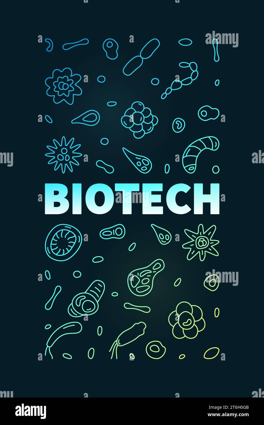 Biotech concept thin line vector vertical colored banner ...