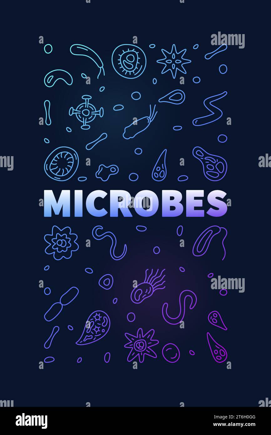 Microbes vector Science concept outline colored vertical banner or ...