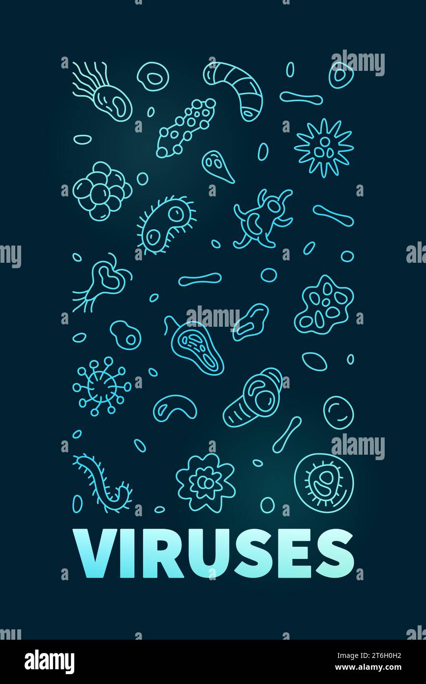 Viruses concept outline vector blue vertical banner made with virus ...