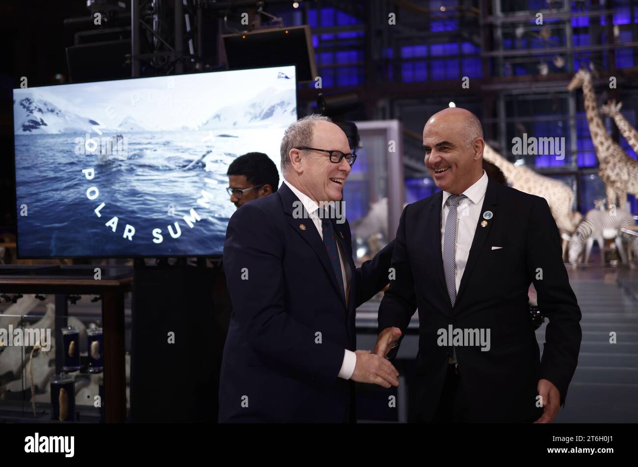 Swiss Federal President Alain Berset right and Prince Albert II of ...