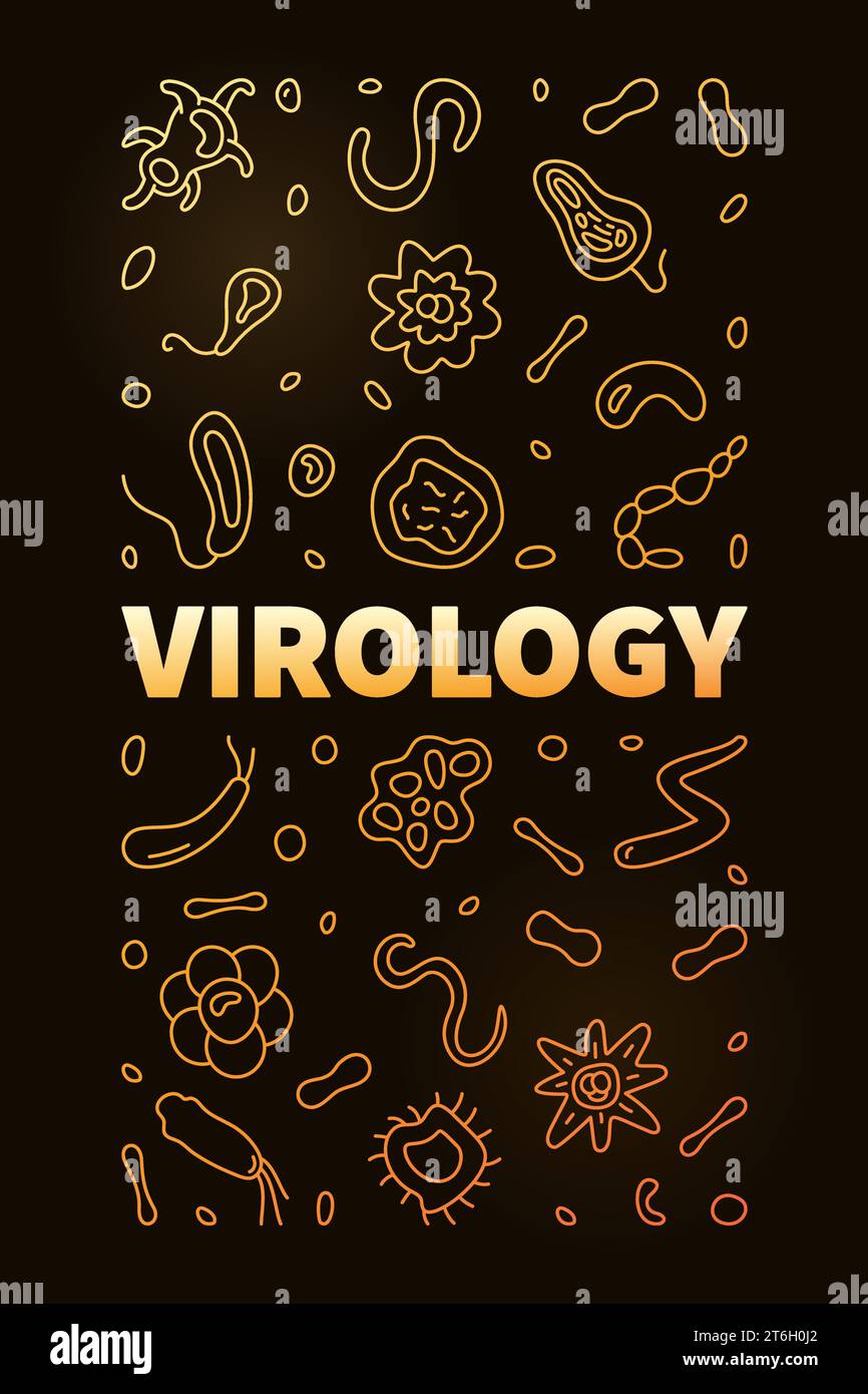 Virology vector Micro Biology and Virus concept outline golden ...
