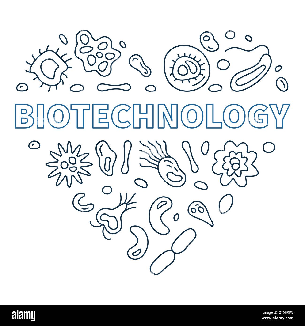 Biotechnology Heart concept outline vector banner or illustration Stock ...
