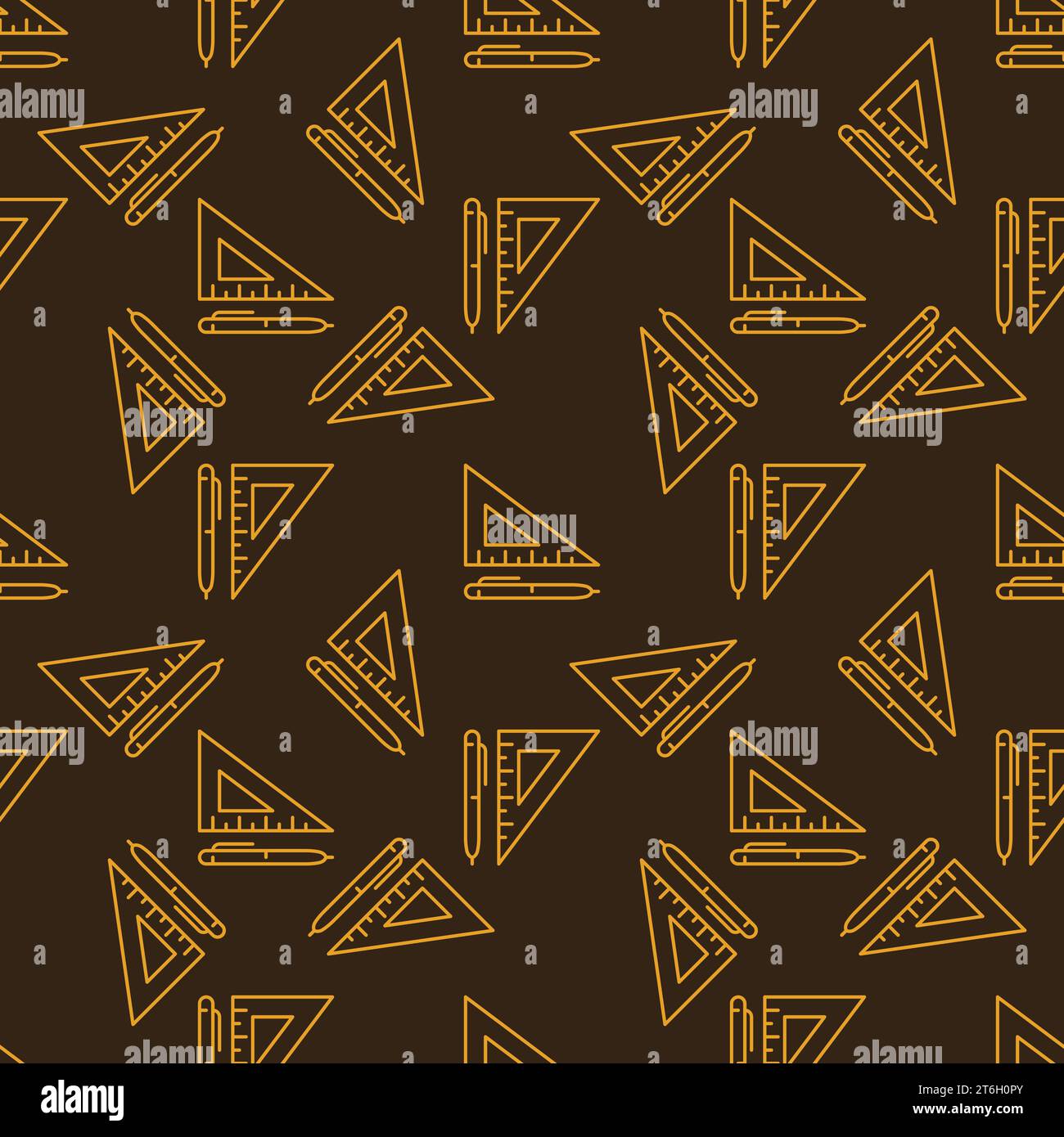 Pen with Triangle vector concept brown seamless pattern in thin line ...