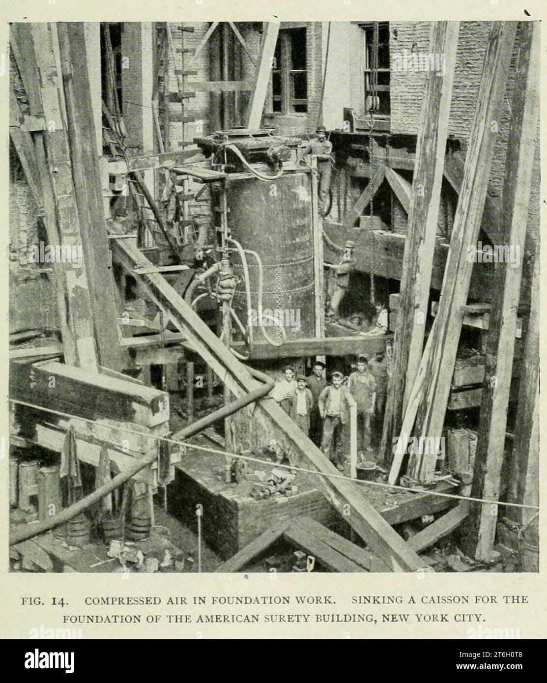 COMPRESSED AIR IN FOUNDATION WORK. SINKING A CAISSON FOR THE FOUNDATION ...