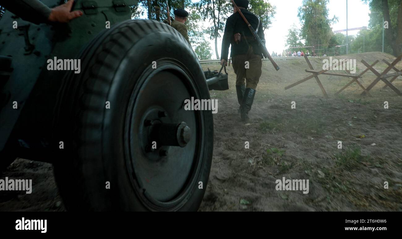 Group Of Re-enactors Dressed As Russian Soviet Red Army Infantry Stock ...