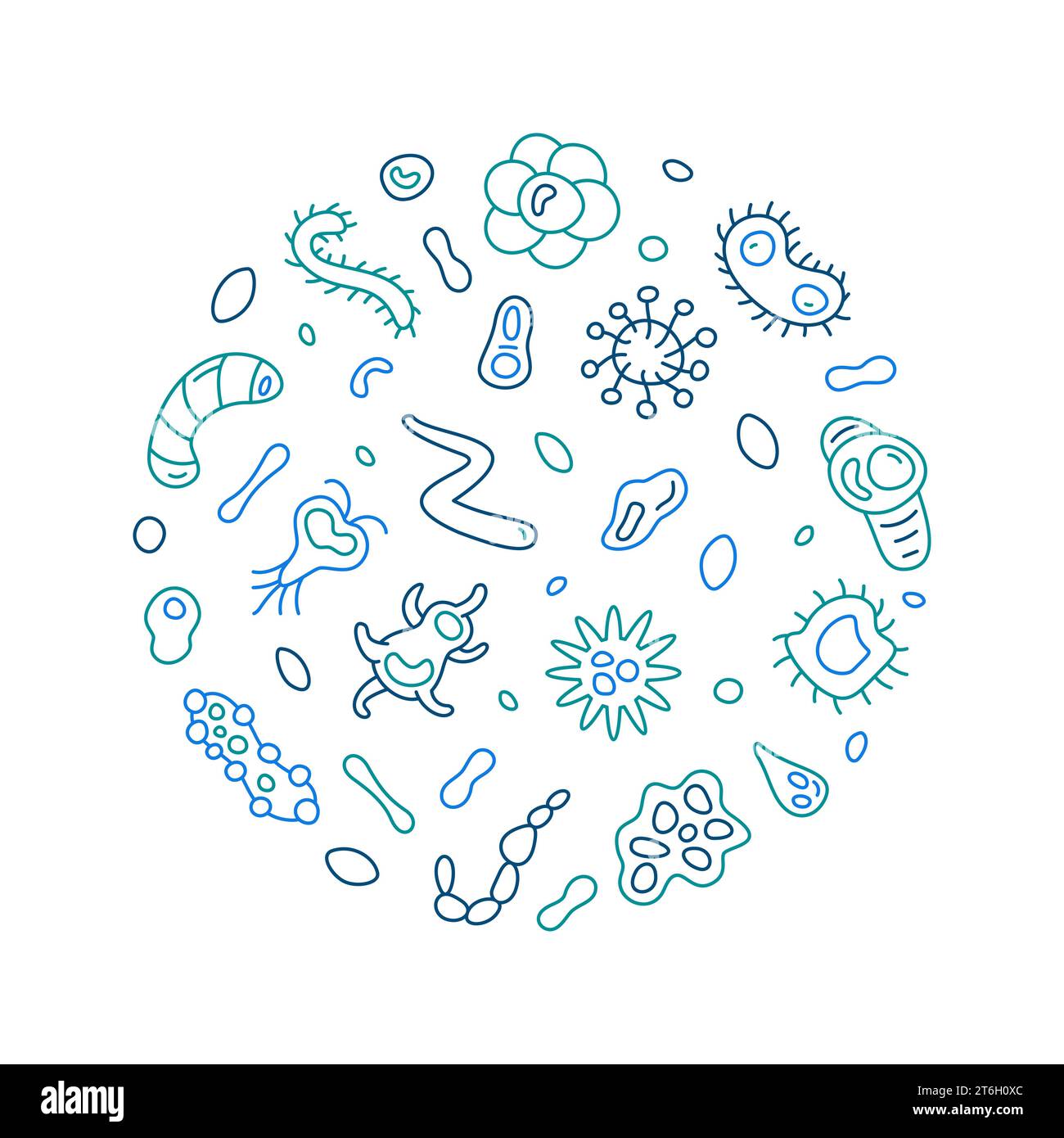Microorganisms vector Micro Organisms concept creative linear round ...