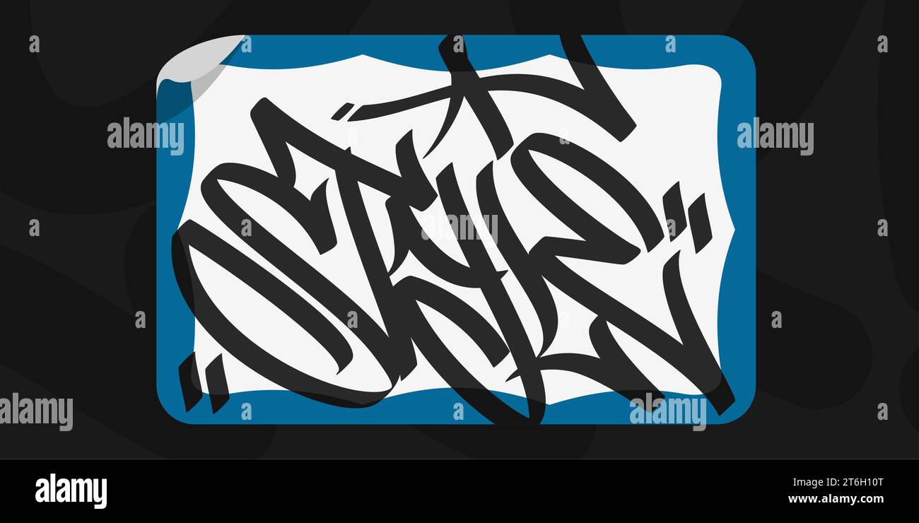 Blue Abstract Graffiti Style Sticker Hello My Name Is With Some Street ...