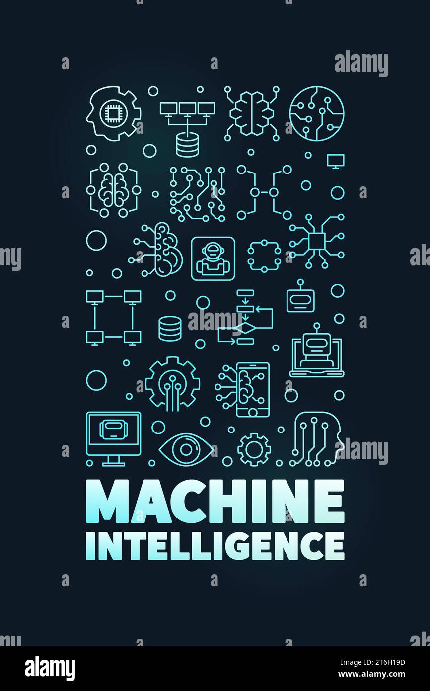 Machine Intelligence vertical thin line colored banner. ML Technology ...