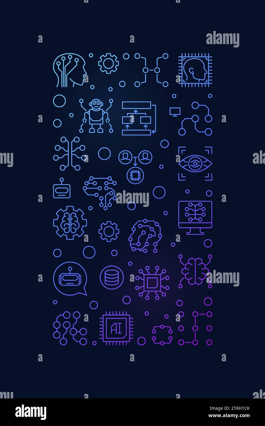 Artificial Intelligence AI concept colored vertical thin line banner or ...