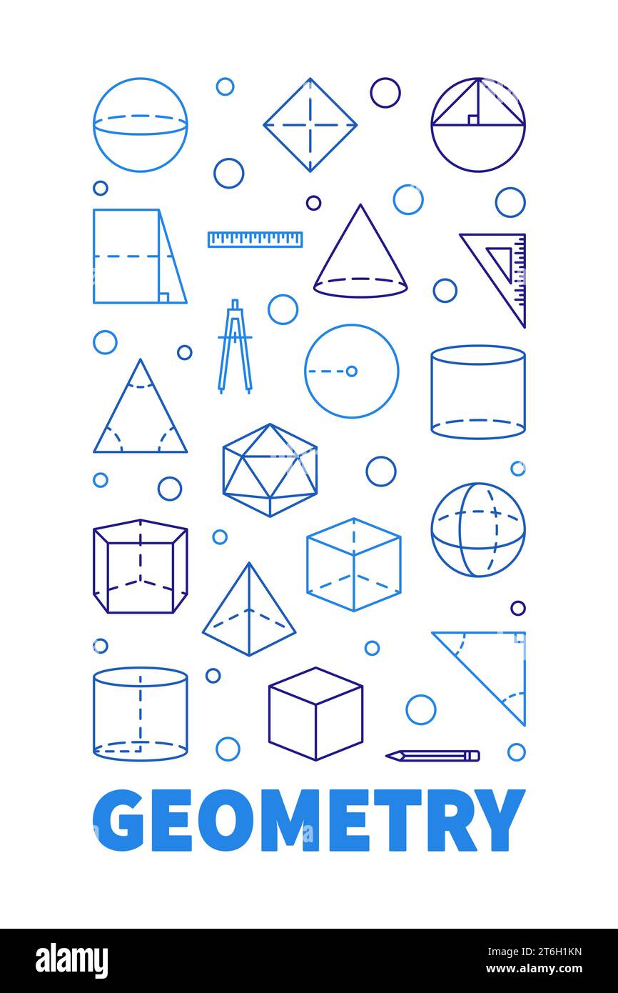Geometry Learning Course concept outline vertical blue banner. Vector ...
