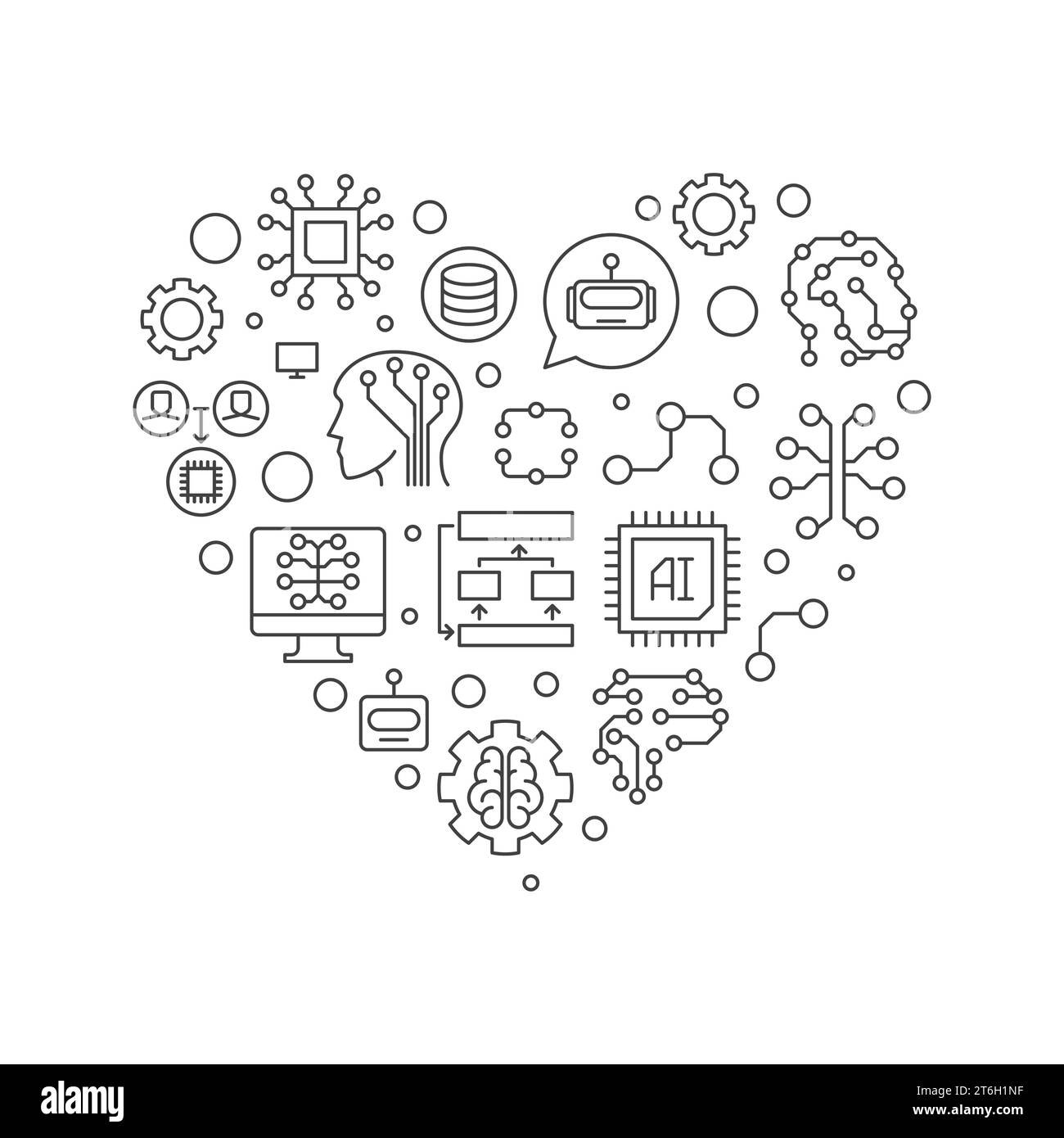 Artificial Intelligence Heart - AI Technology concept heart-shaped ...