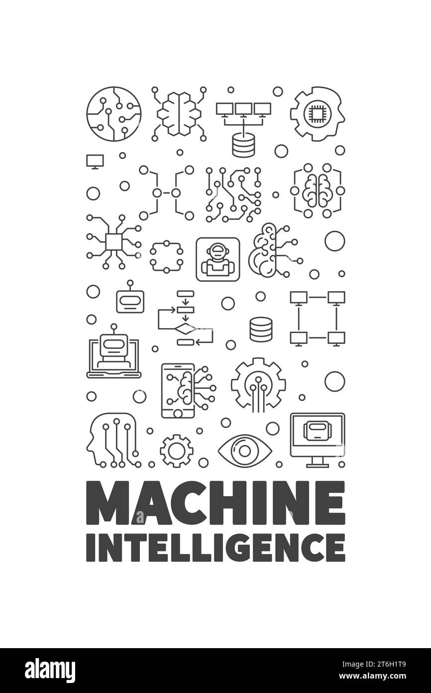 Machine Intelligence vertical outline banner - AI Technology concept ...