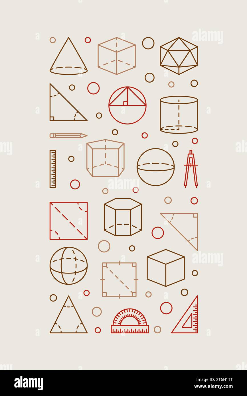 Geometry Education concept vector thin line vertical creative banner ...