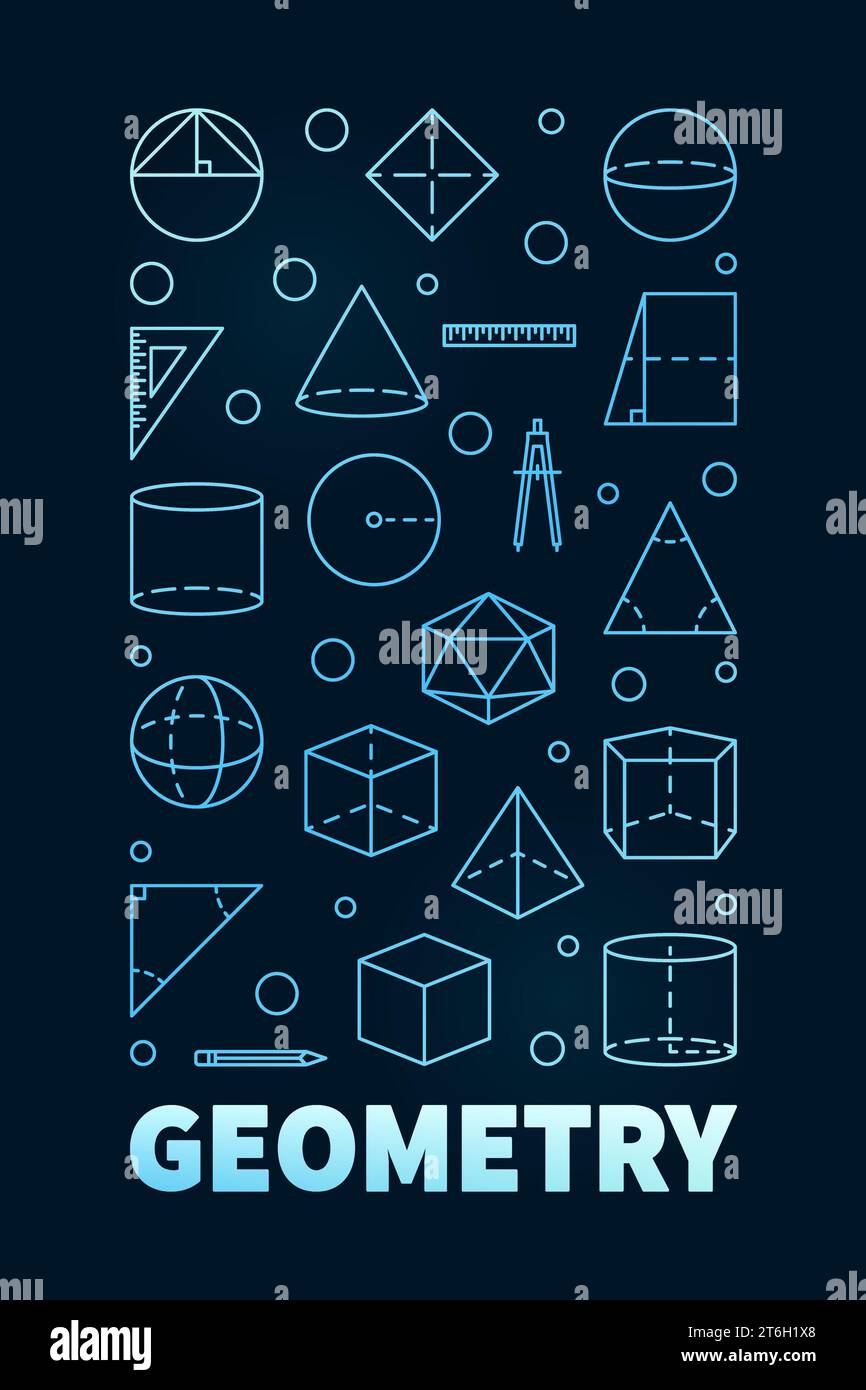 Geometry Learning Course concept vector blue thin line vertical banner ...