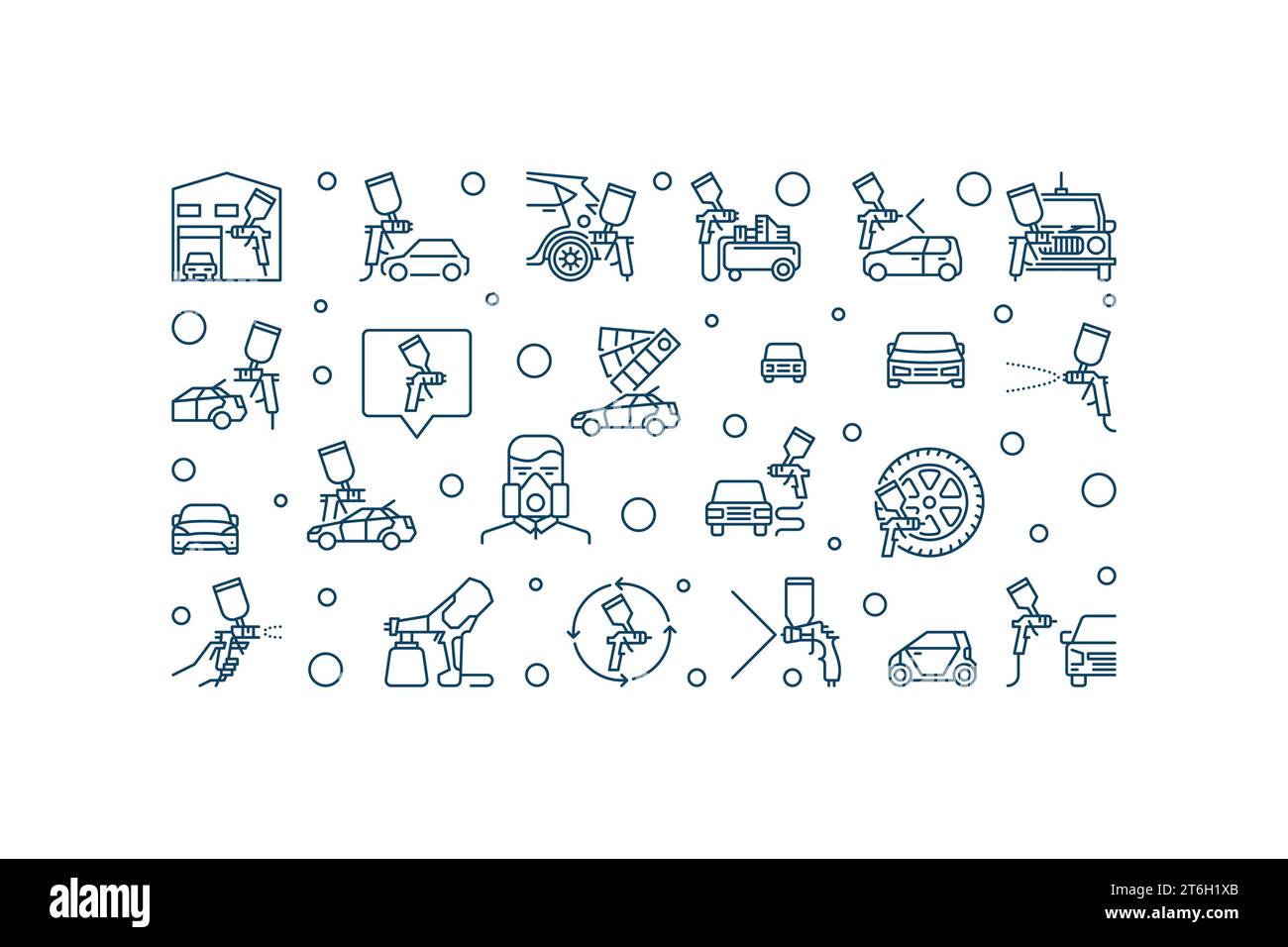 Car Painting vector concept outline horizontal banner with Spray Gun ...