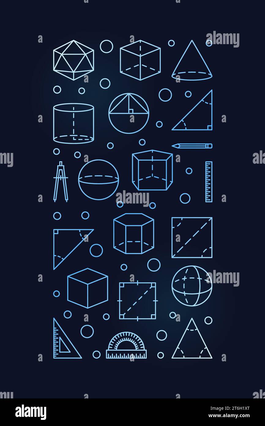 Geometry Education concept vector linear vertical blue banner ...