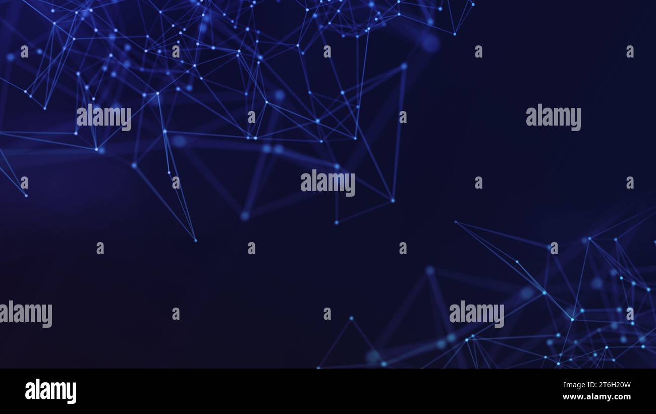 Digital background of blue digital plexus. Abstract geometric techno-logical background with ...