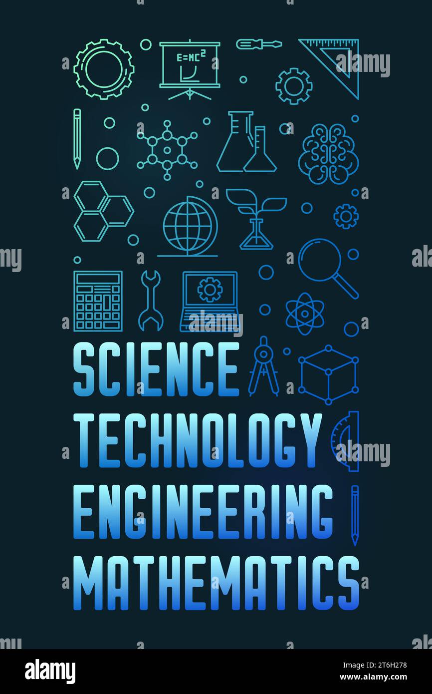 STEM Education concept outline vertical colored banner - vector ...