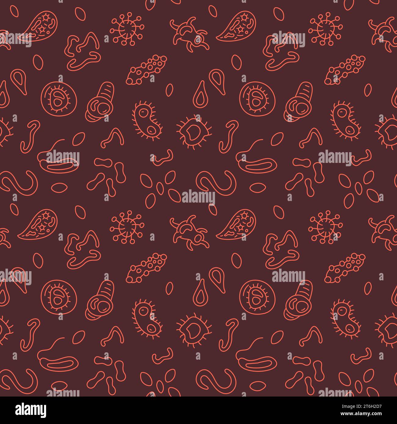 Biology Microbes vector Bioengineering concept red seamless pattern in ...
