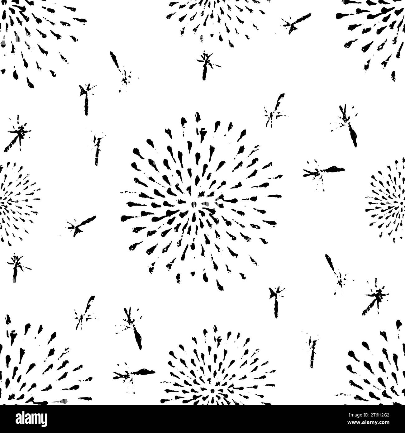 Abstract fireworks, salute grunge background. Vector hand drawn sketch ...