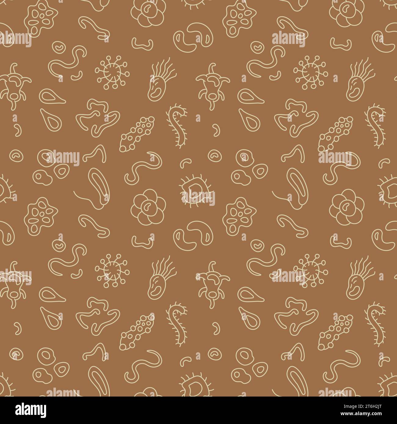 Microorganisms vector Microbiology concept linear brown seamless ...