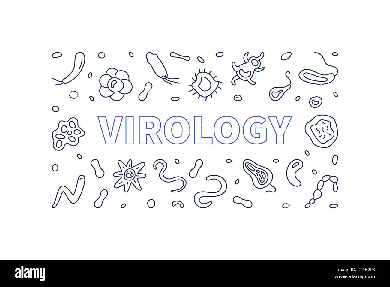Virology vector Microbiology and Viruses concept thin line illustration ...