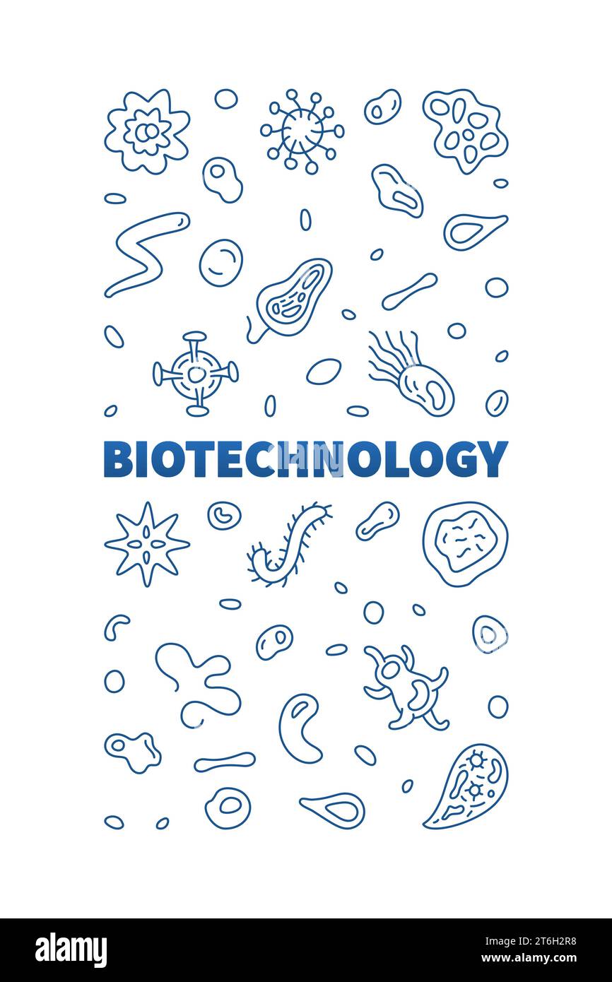 Biotechnology Science concept outline vector vertical banner or ...