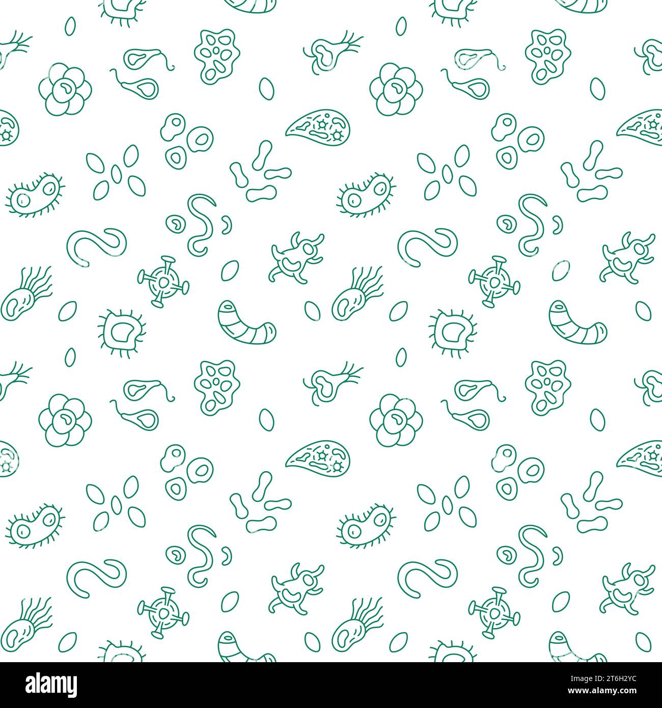 Microorganisms vector concept green outline seamless pattern Stock ...