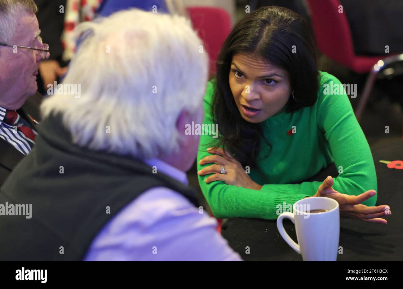 Prime Minister Rishi Sunak's wife Akshata Murty talks with supporters ...