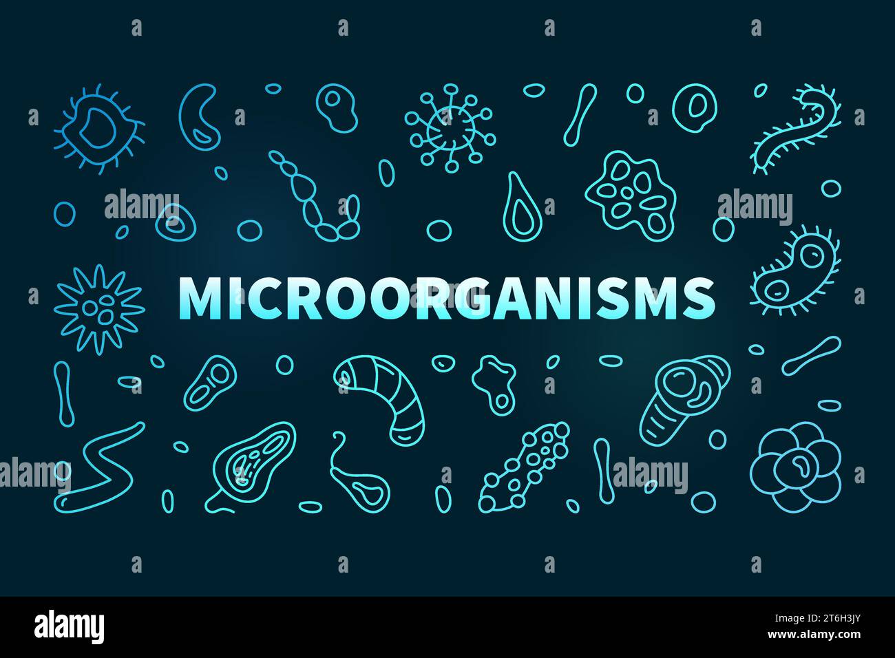 Microorganisms vector Micro Organisms concept outline colored ...