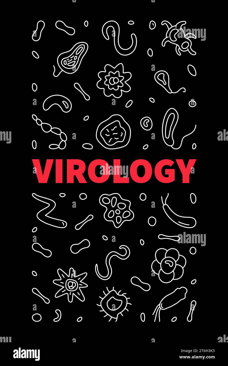Virology vector Microbiology and Viruses concept thin line dark ...