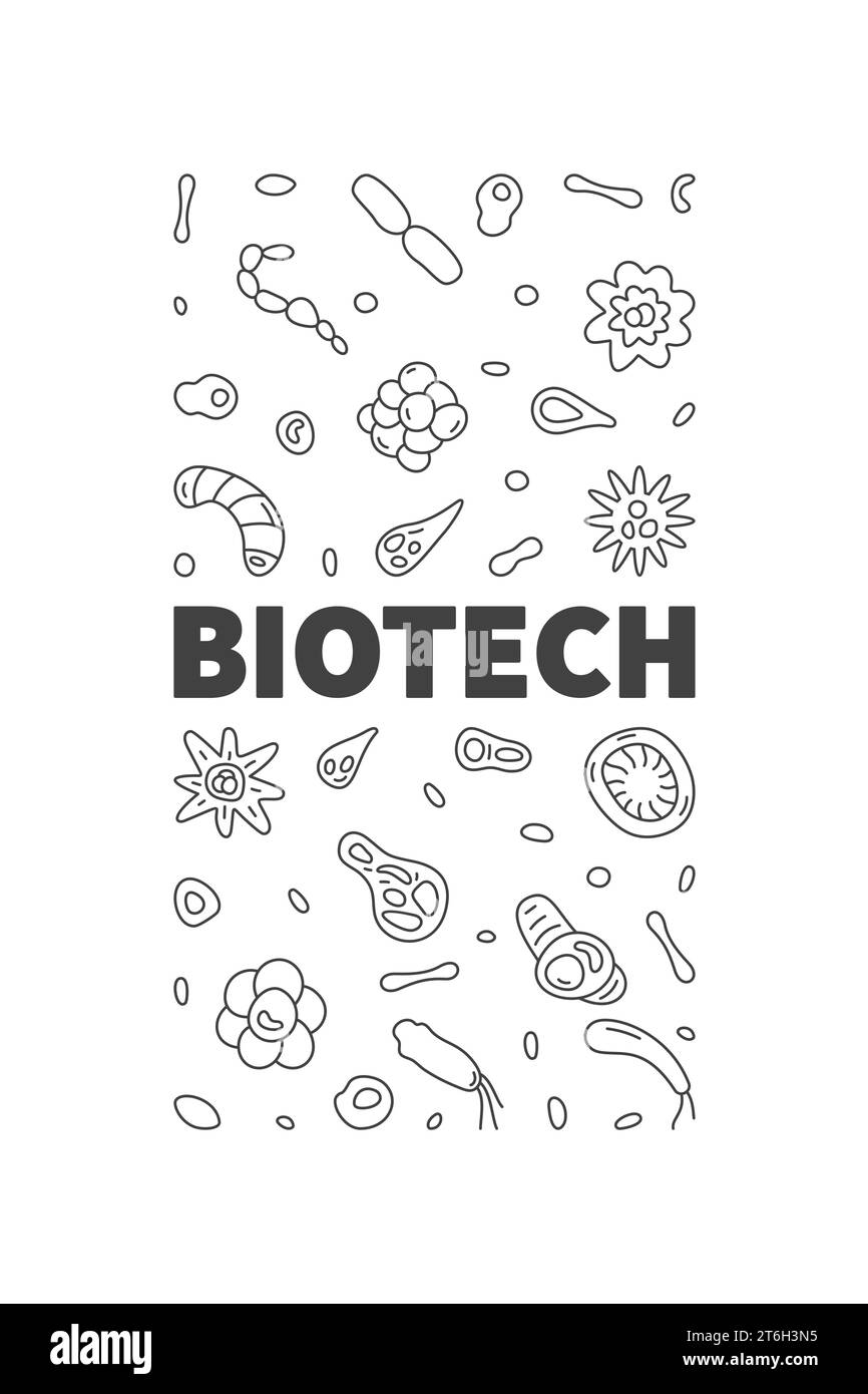 Biotech concept outline vector vertical banner - Biotechnology Science ...