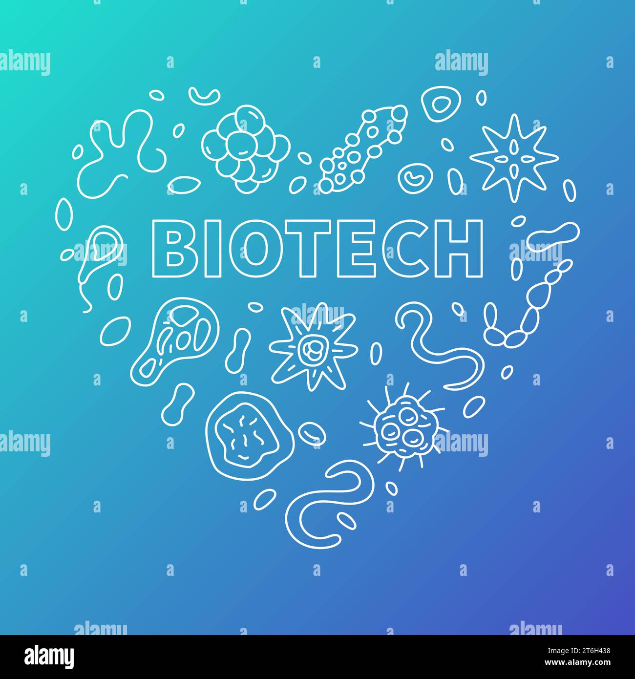 Biotech concept outline vector heart shaped modern banner ...