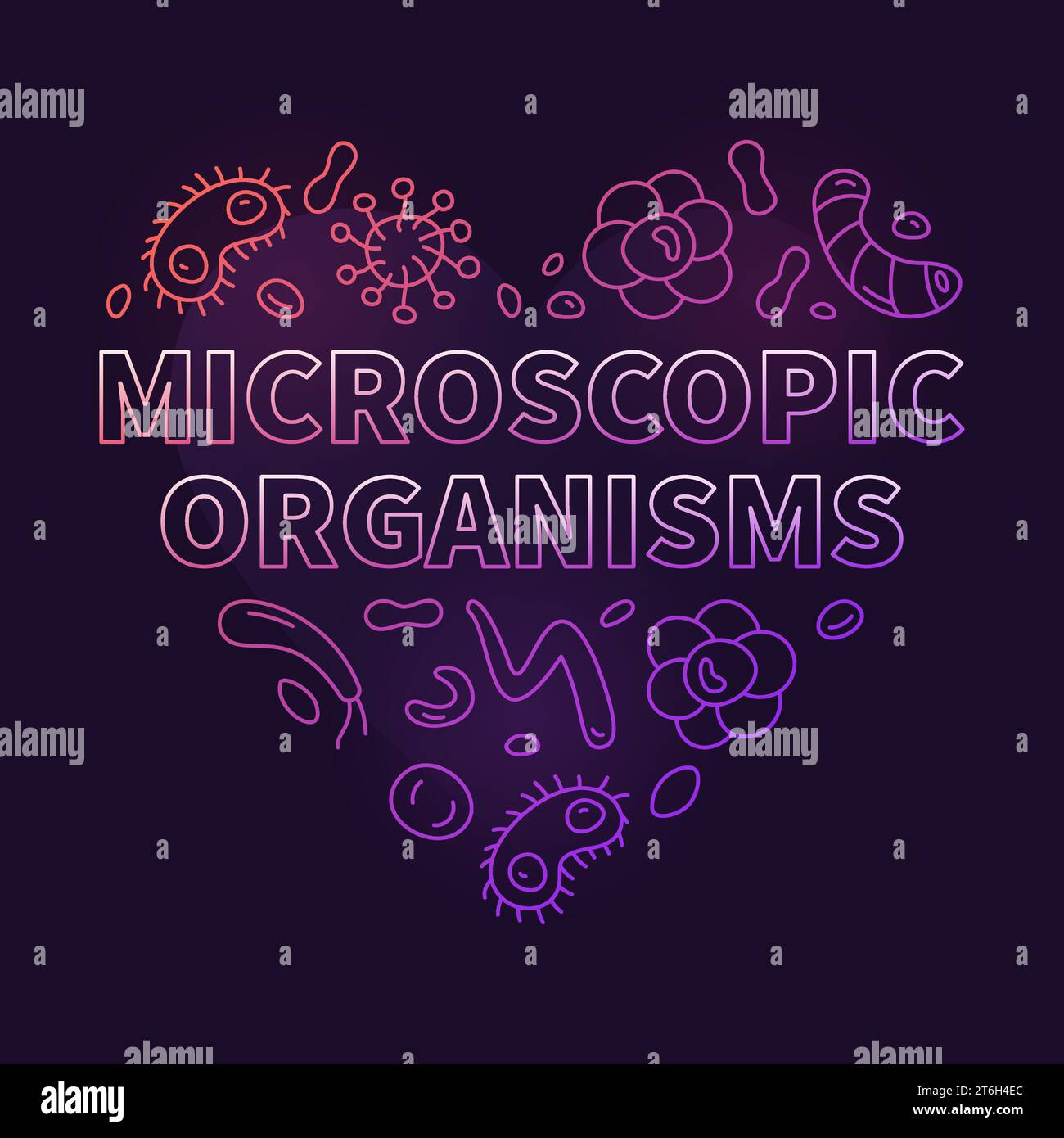 Microscopic Organisms vector Bacteriology concept thin line colored ...