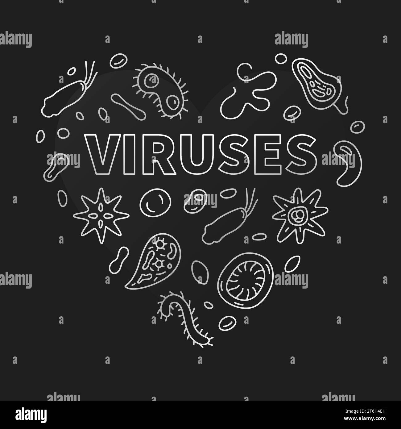 Viruses Heart concept outline colored heart-shaped banner made with ...
