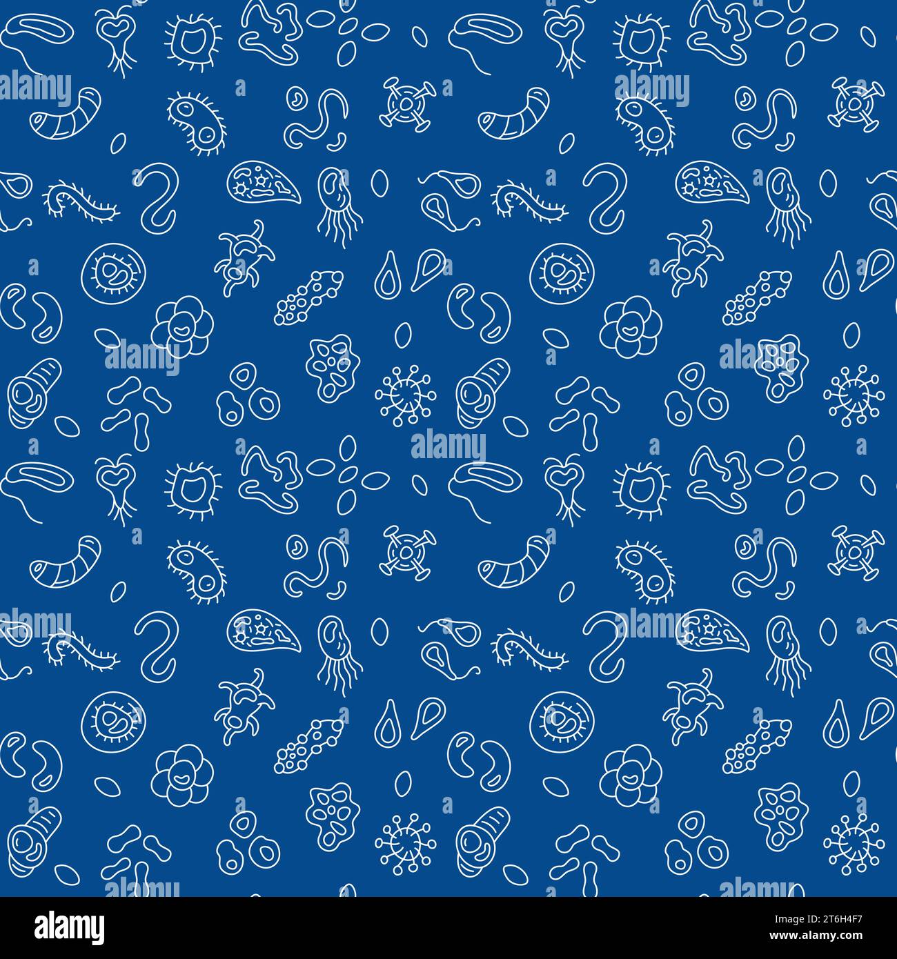 Microbes and Viruses vector Microbiology concept blue seamless pattern ...