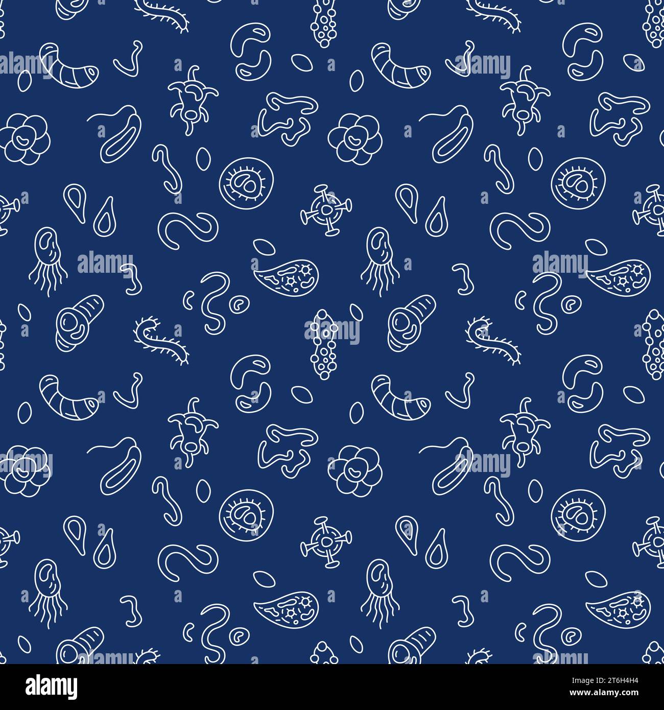 Microbes Bioengineering vector concept thin line blue seamless pattern Stock Vector Image & Art ...