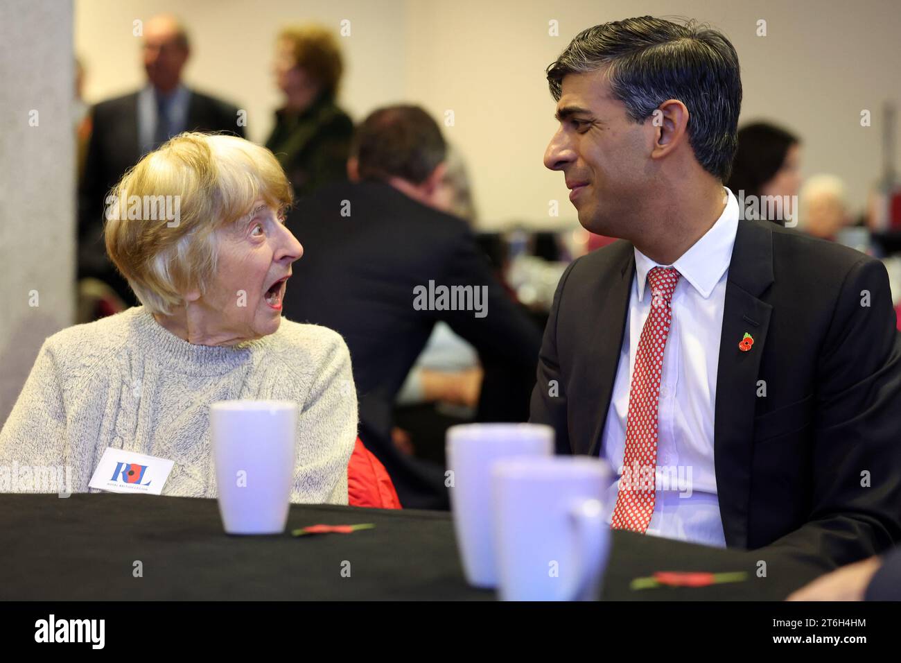 Prime Minister Rishi Sunak talks with a supporter of the Royal British ...