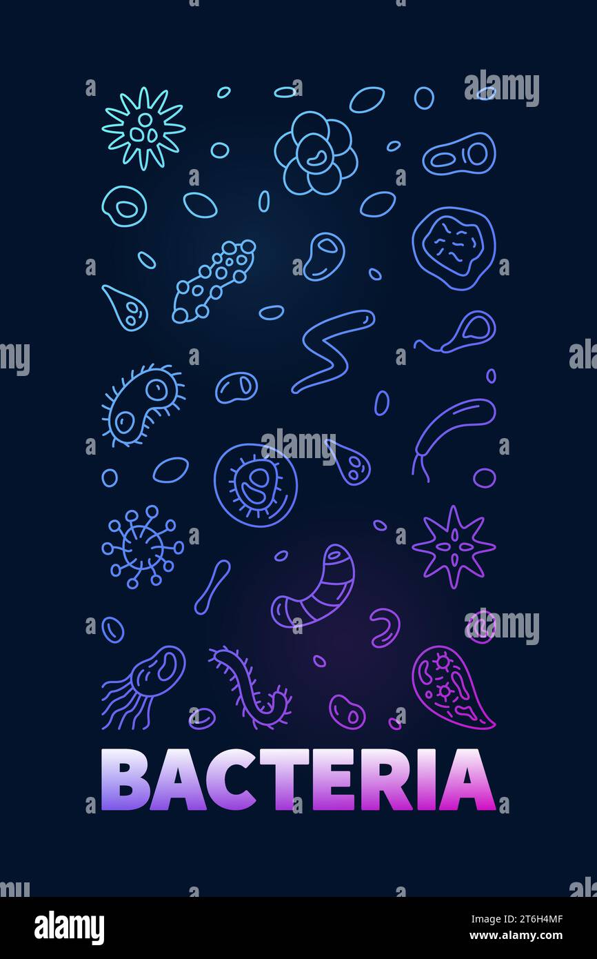 Bacteria concept Science vertical colored banner with bacilli outline ...