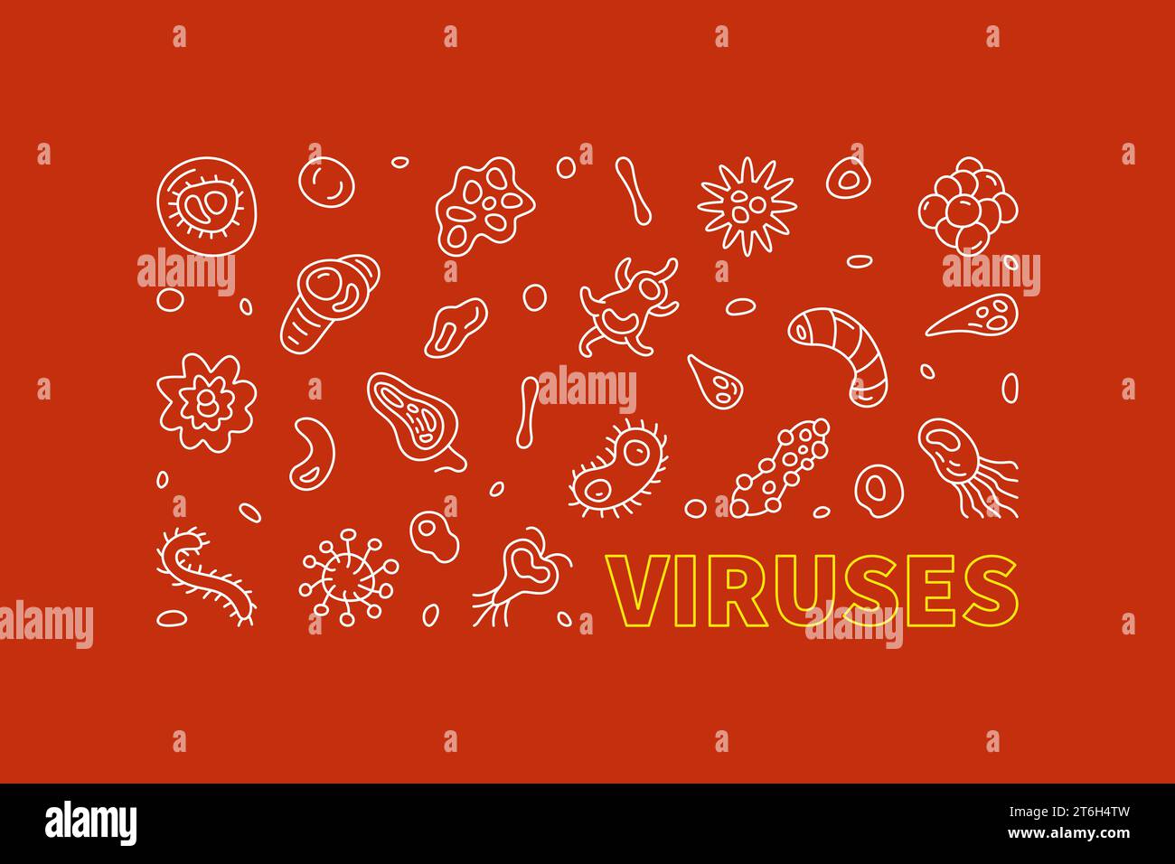 Viruses concept outline vector creative horizontal banner made with ...