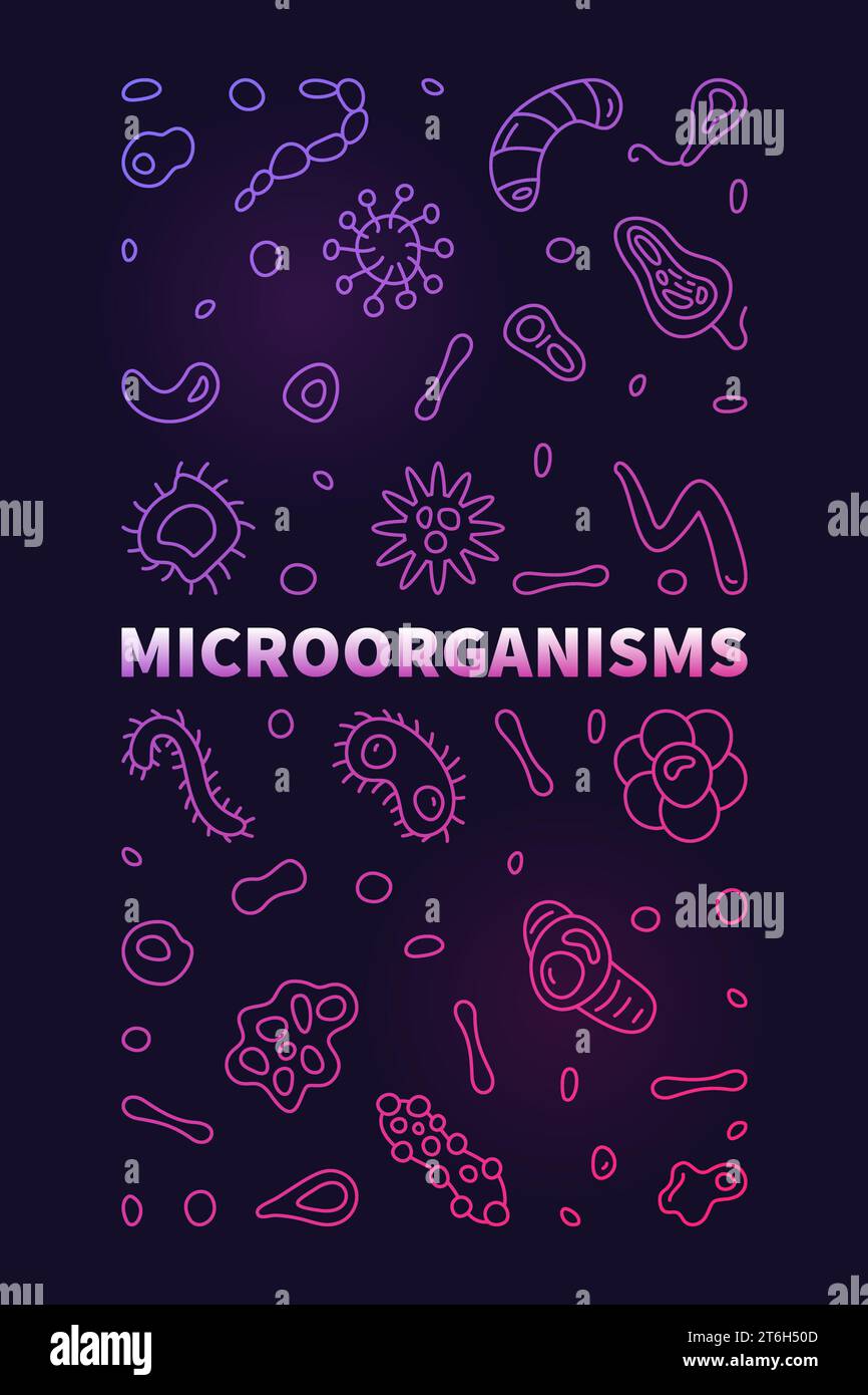 Microorganisms vector Micro Organisms concept outline colored vertical ...