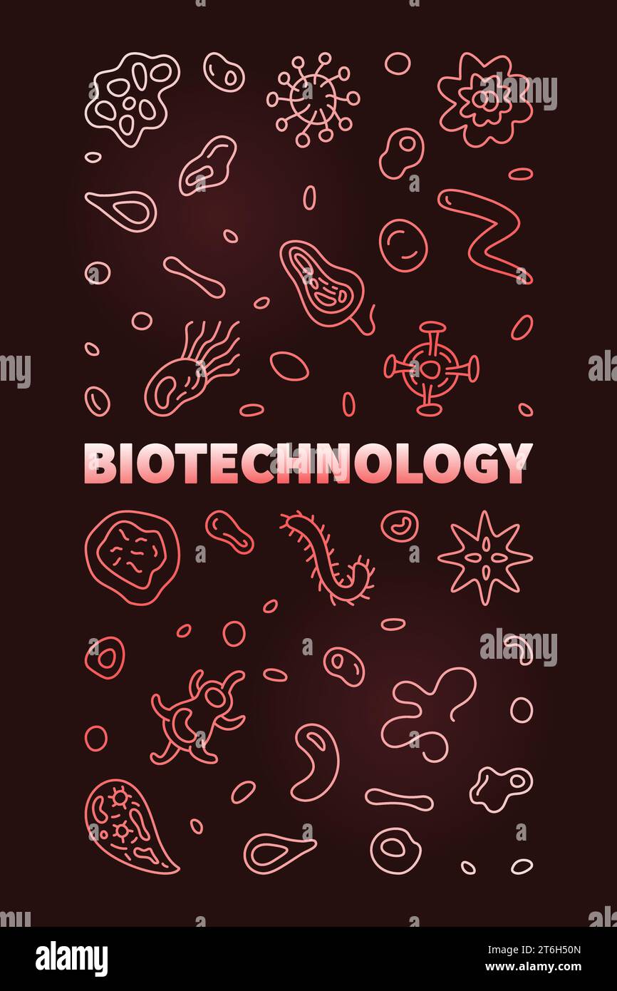 Biotechnology Science concept line vector vertical colored banner or ...