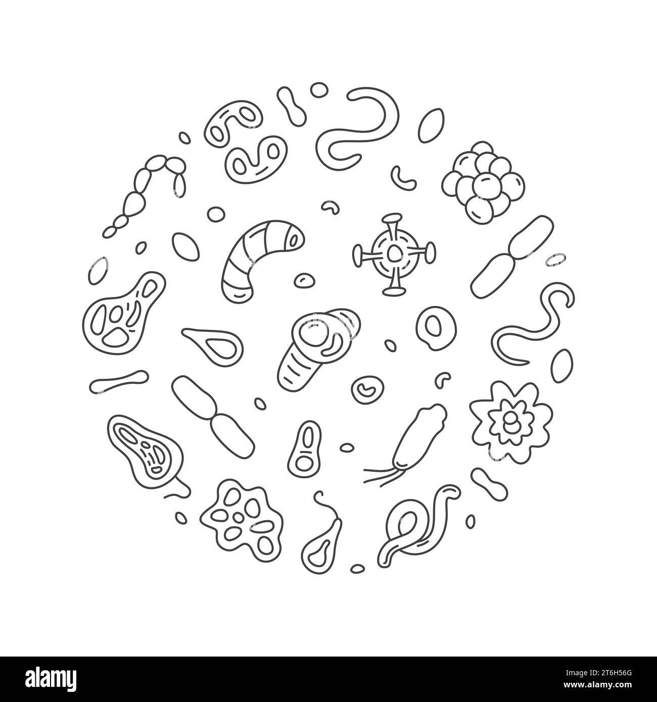 Bioengineering vector Science concept simple outline round banner - Bio ...