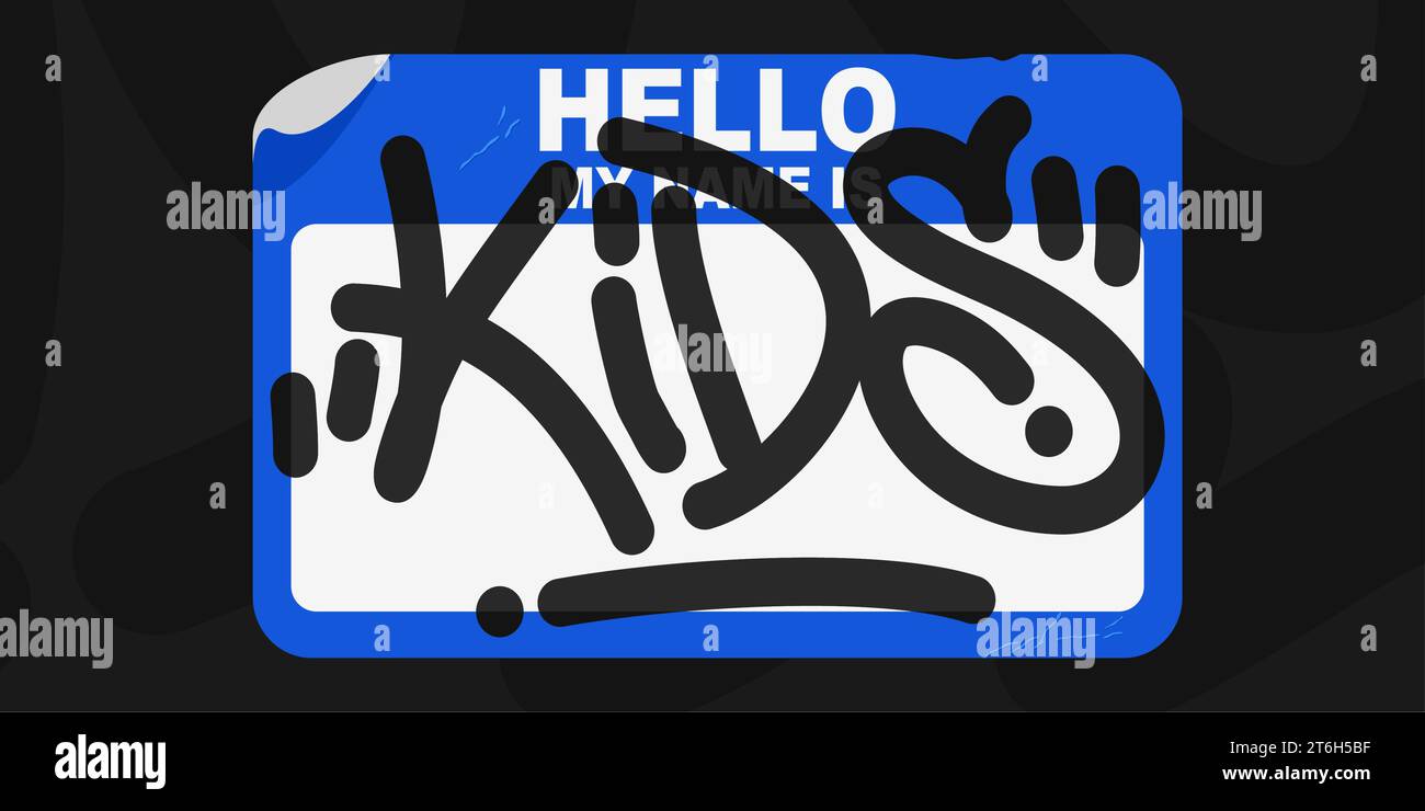 Blue Abstract Graffiti Style Sticker Hello My Name Is With Some Street ...