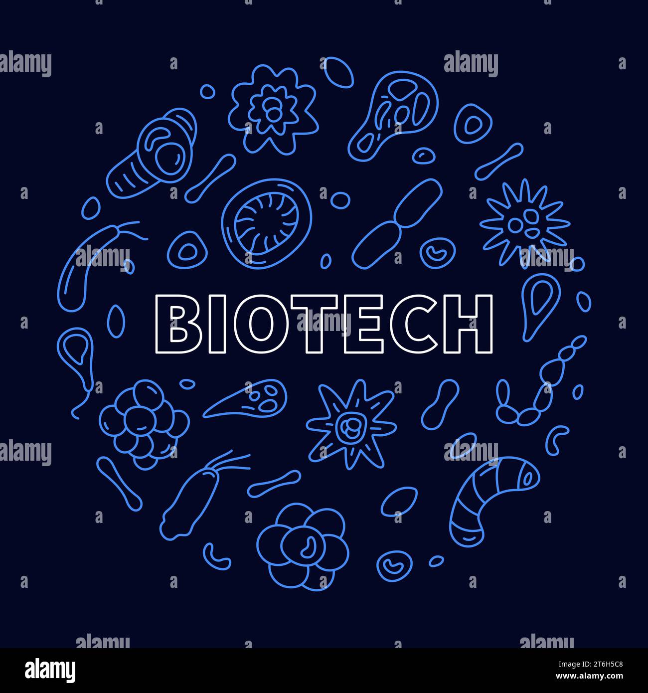 Biotech concept outline vector round blue banner - Biotechnology ...