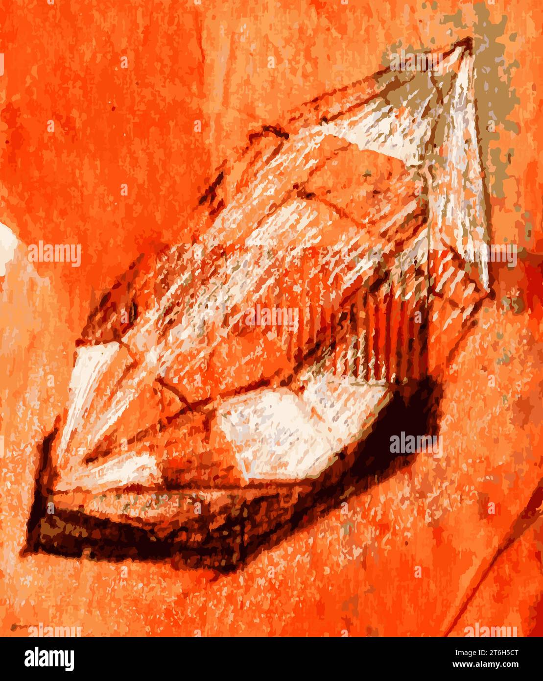 Quartz crystal, transparent, pointed. Vector Hand drawing. Esoterics ...